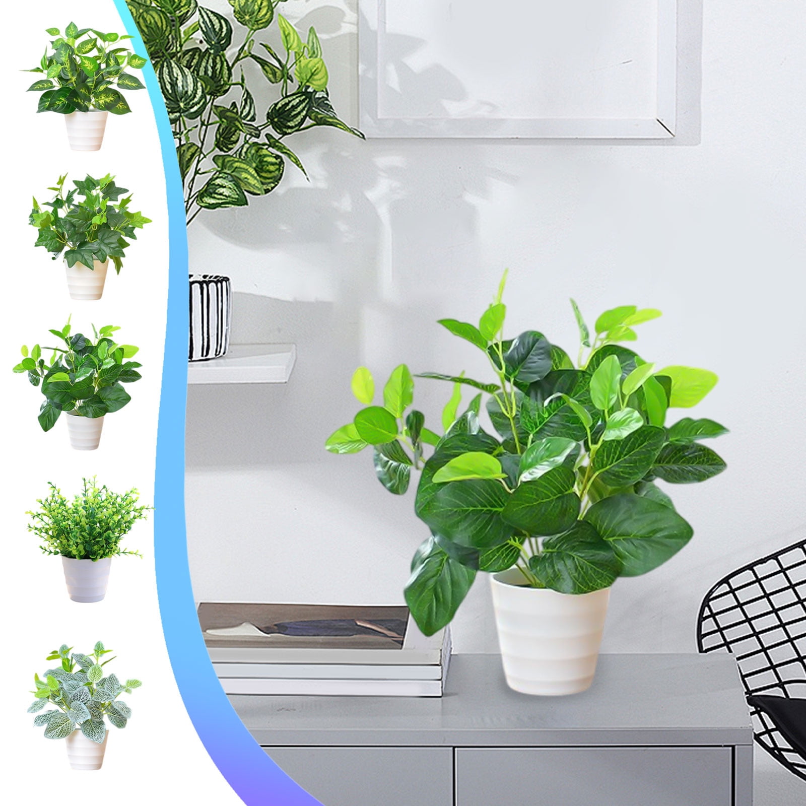 Artificial Green Plant Potted Décor | Realistic Plastic Faux Plant for ...