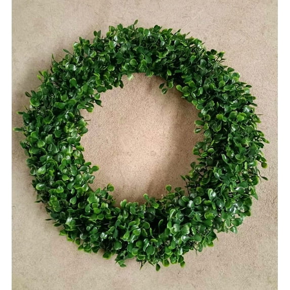 Artificial Green Plant Wreath, 30" Plastic Boxwood Decorative Ceiling ...