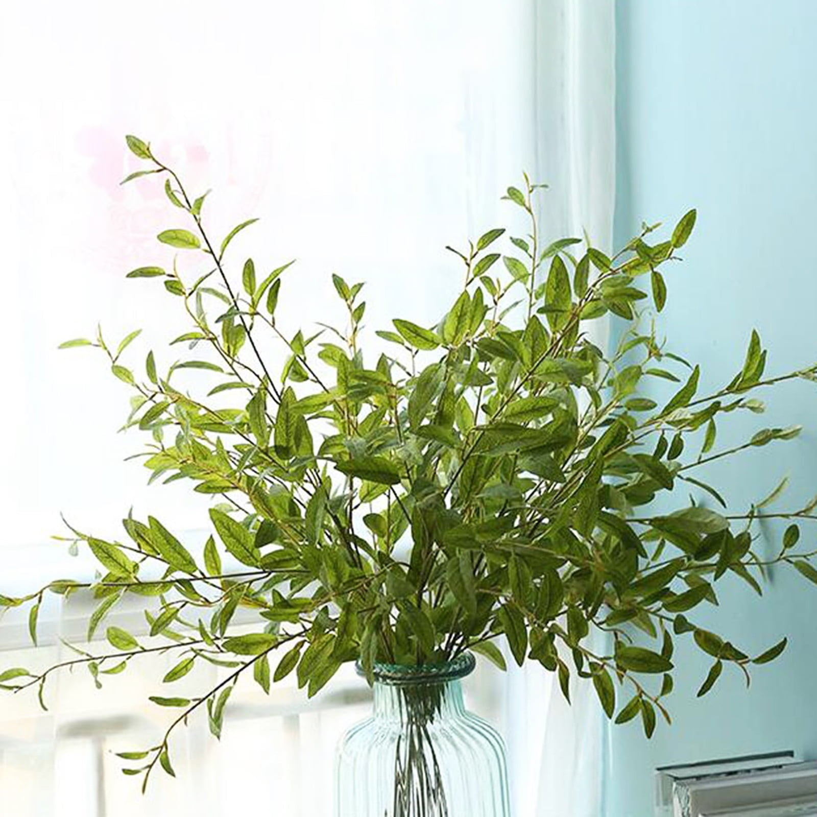 Artificial Greenery 5 Forked Stems Green Twig Fern Green Bushes Shrubs ...