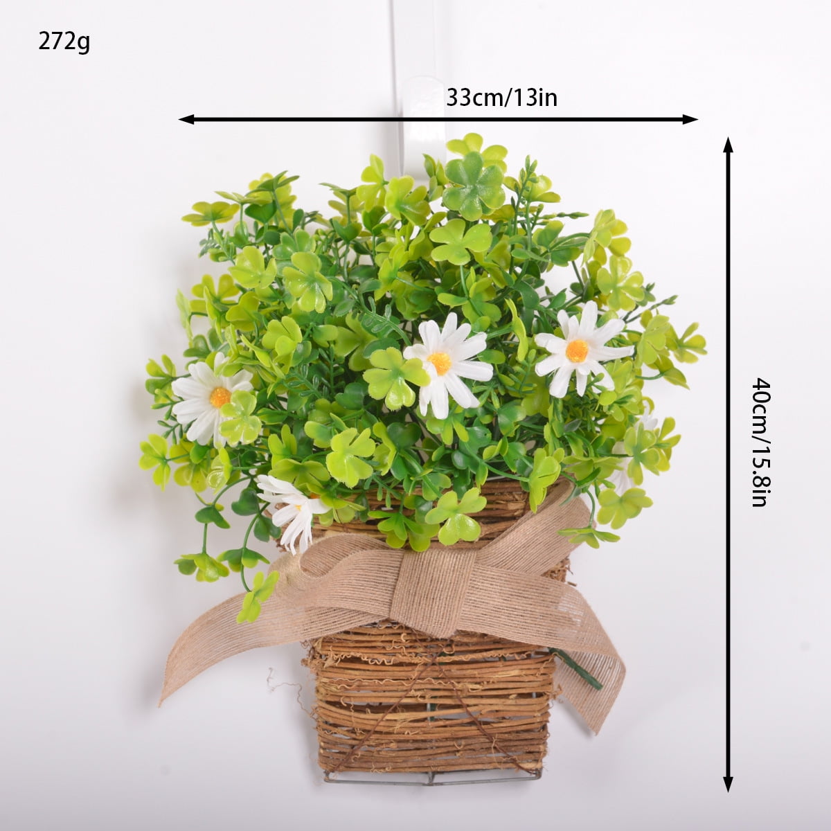 Artificial Greenery Ferns, Front Door Hanging Basket Wreath for Home ...