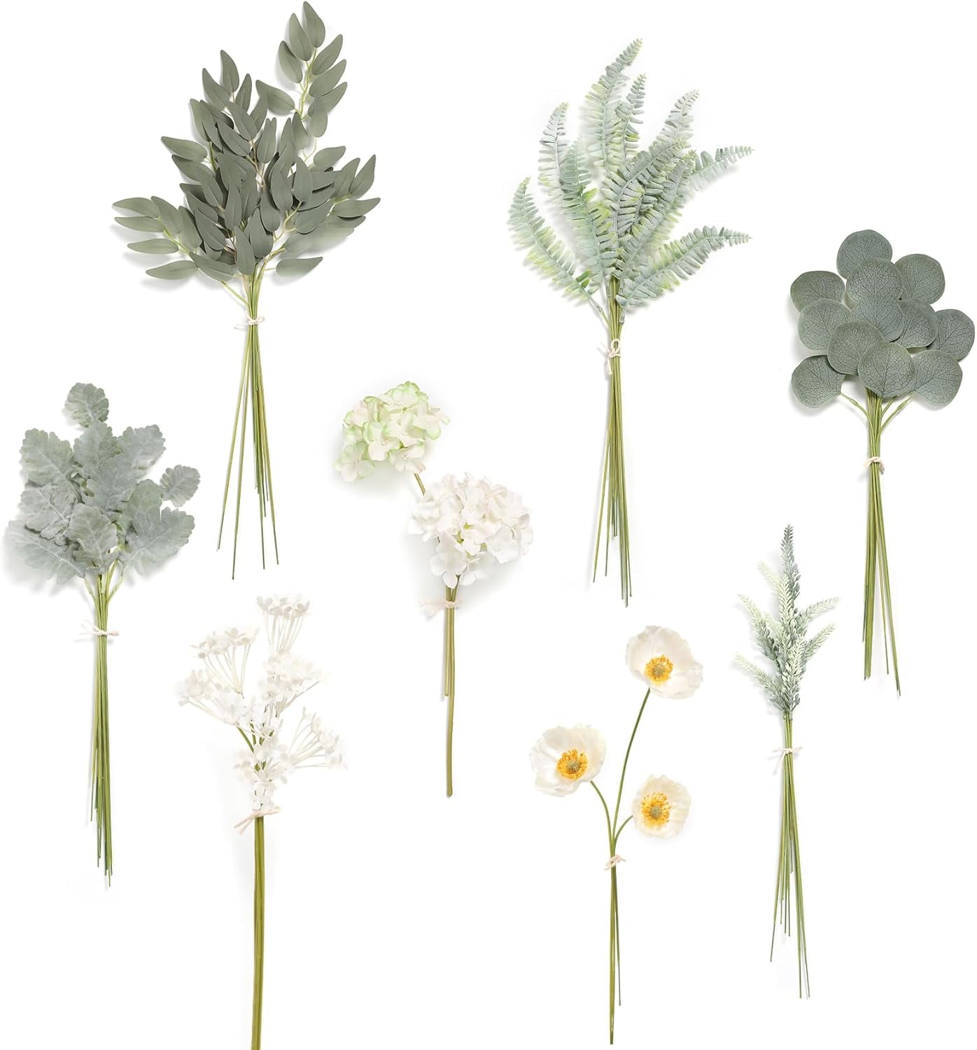 Artificial Greenery Spray Box Set(Pack of 64pcs) with 8 Kinds of ...