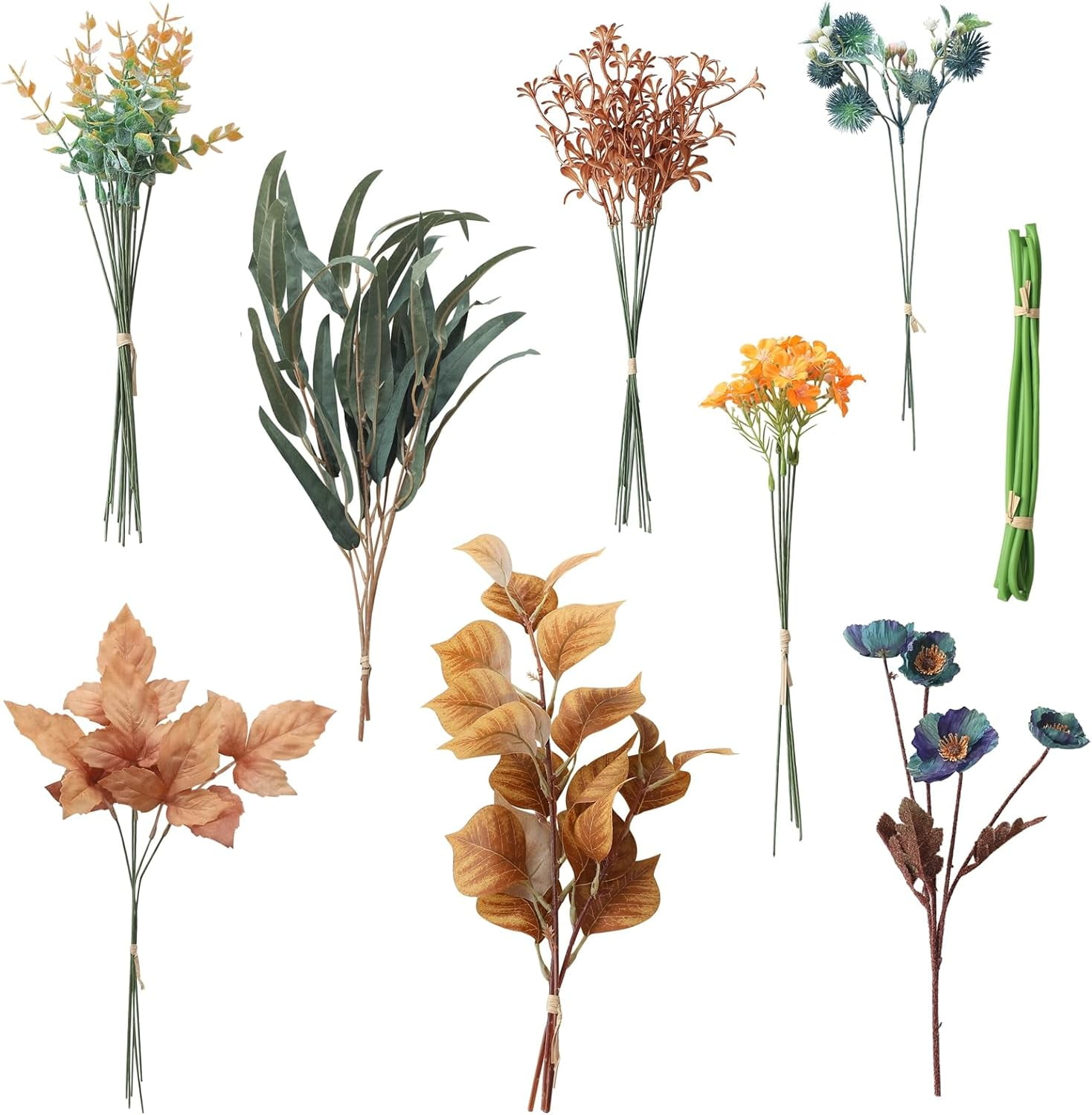 Artificial Greenery Stems Box Set, 25pcs with 4 Kinds of Faux Greenery ...