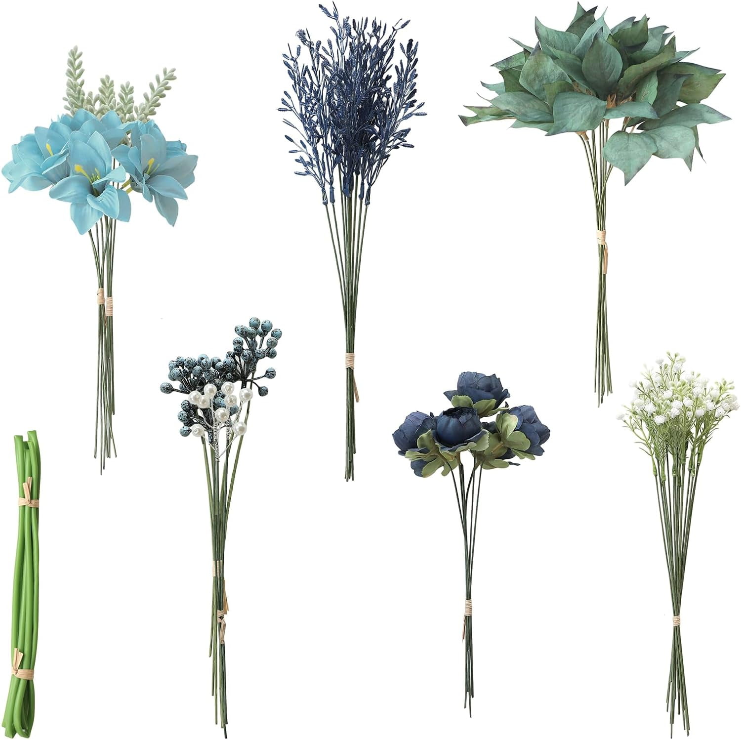 Artificial Greenery Stems Box Set, 25pcs with 4 Kinds of Faux Greenery ...