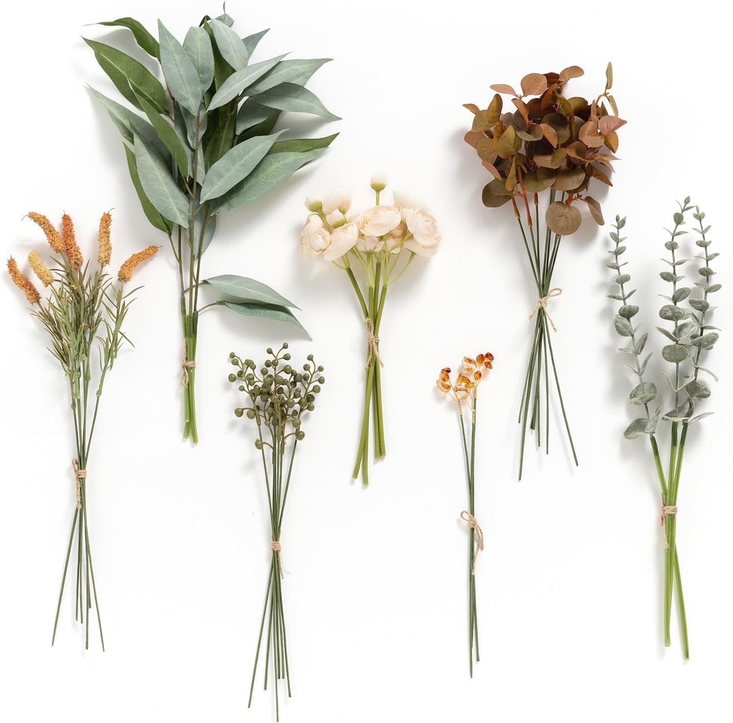 Artificial Greenery Stems Box Set, 33pcs with 7 Kinds of Faux Greenery ...