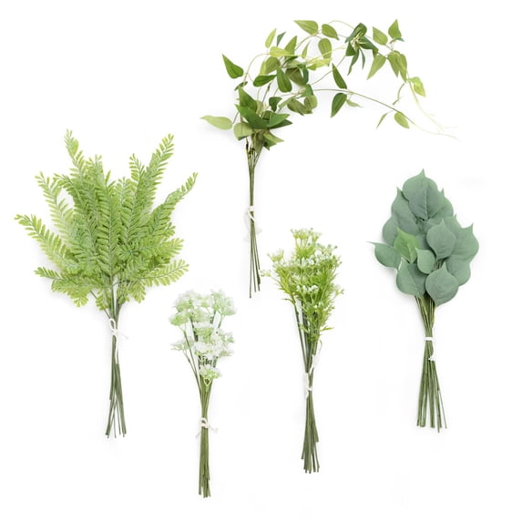 Artificial Greenery Stems Box Set, 35pcs with 7 Kinds of Faux Flowers ...
