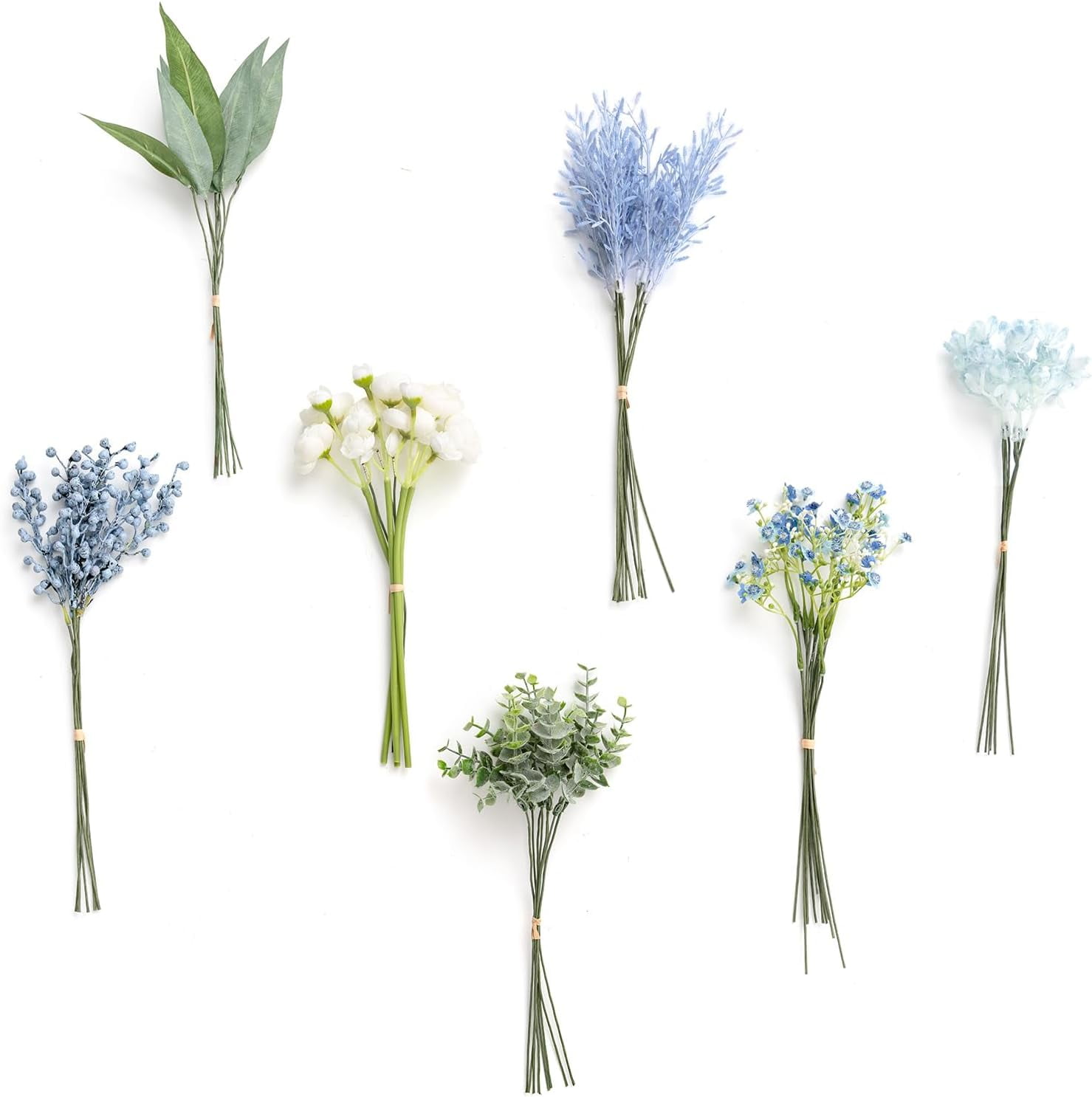 Artificial Greenery Stems Box Set, 62pcs with 7 Kinds of Faux Greenery ...