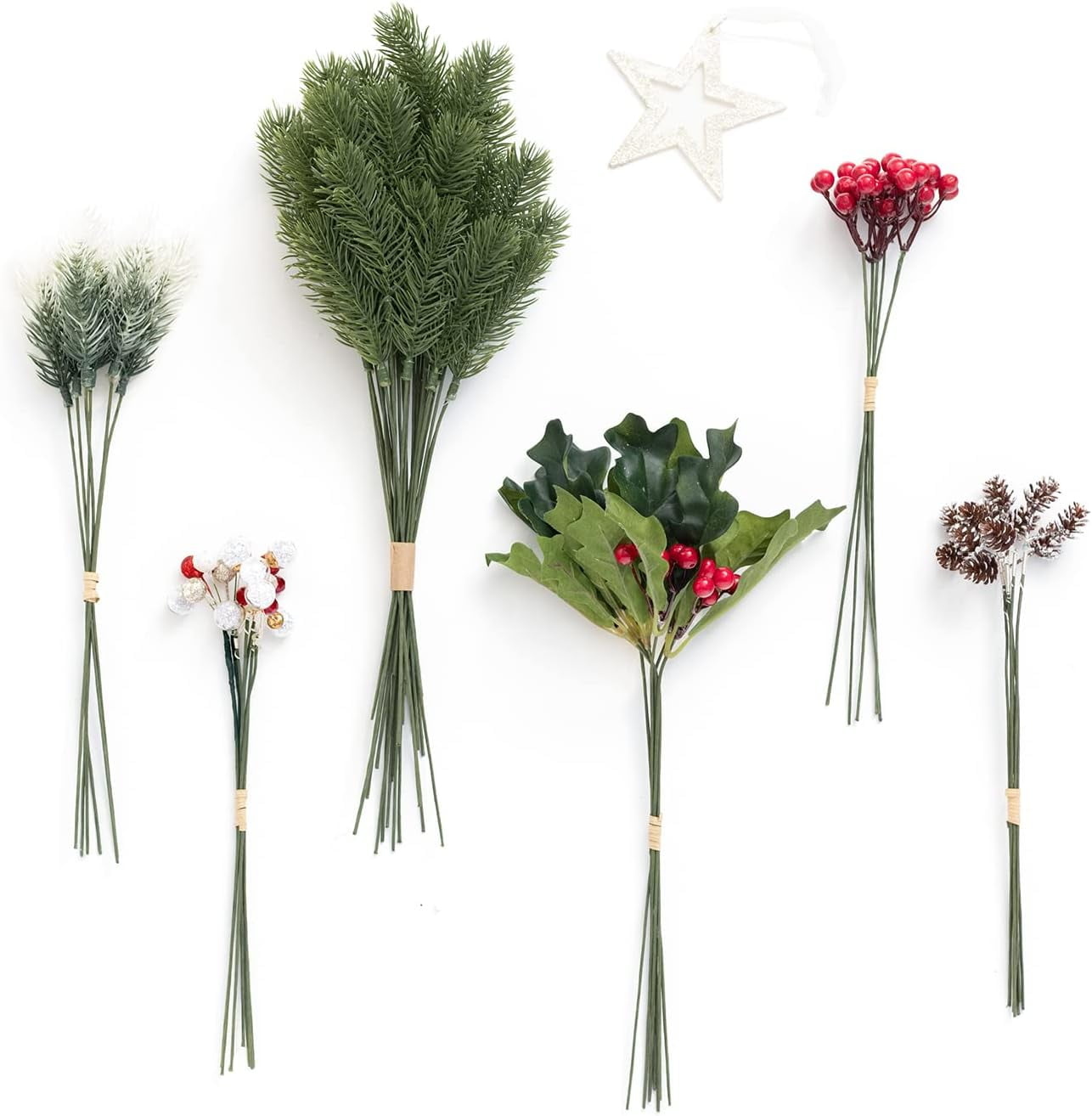 Artificial Greenery Stems Box Set, 62pcs with 7 Kinds of Faux Greenery ...