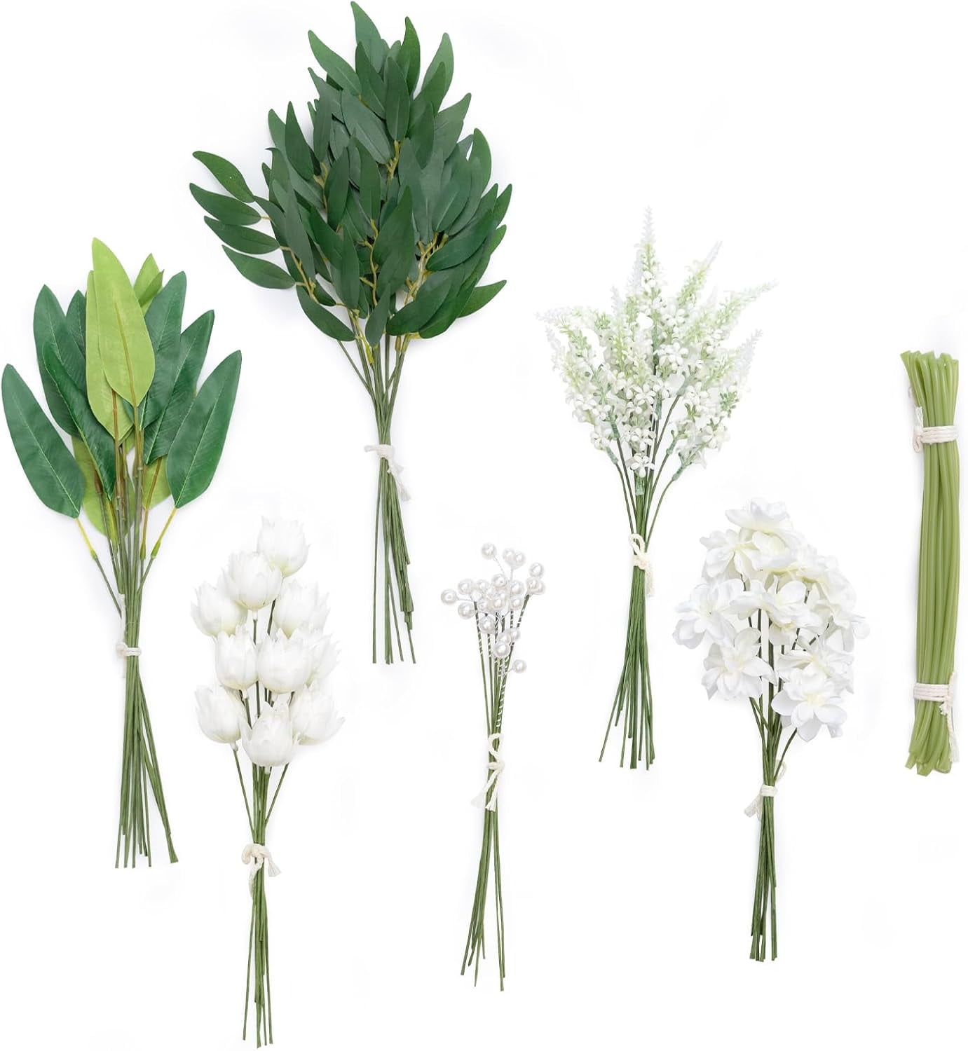 Artificial Greenery Stems Box Set, 86pcs with 6 Kinds of Faux Greenery ...