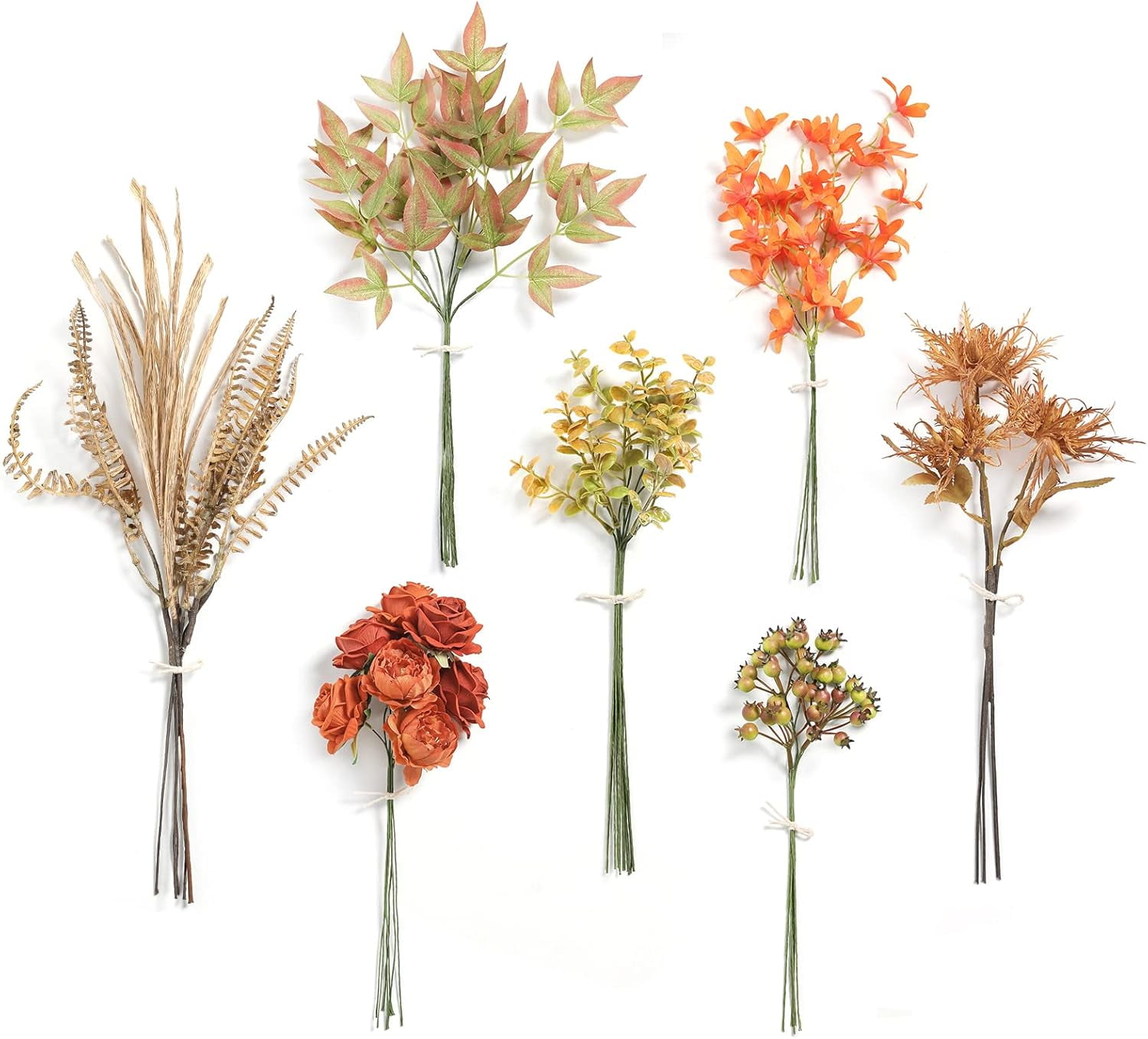 Artificial Greenery Stems Box Set,(Pack of 44pcs) with 7 Kinds of Faux ...