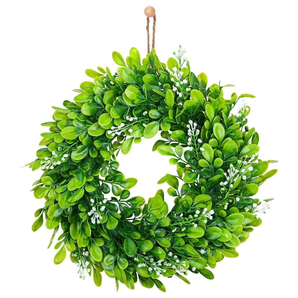 Artificial Greenery Wreath Small 9inch Green Leaves Boxwood Wreath for ...