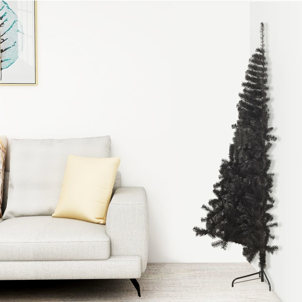 Artificial Half Christmas Tree with Stand Black 4 ft PVC - Walmart.com