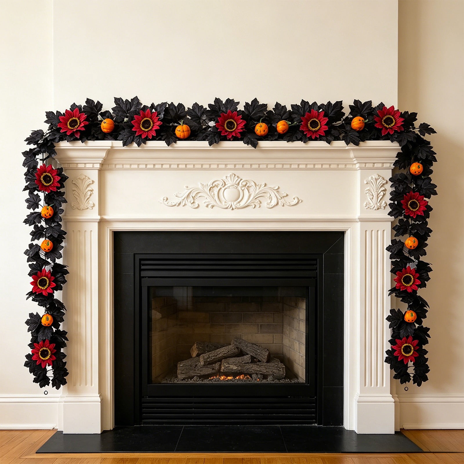 Artificial Halloween Garland, Leaf Pumpkin Multicolor Hanging Decor ...