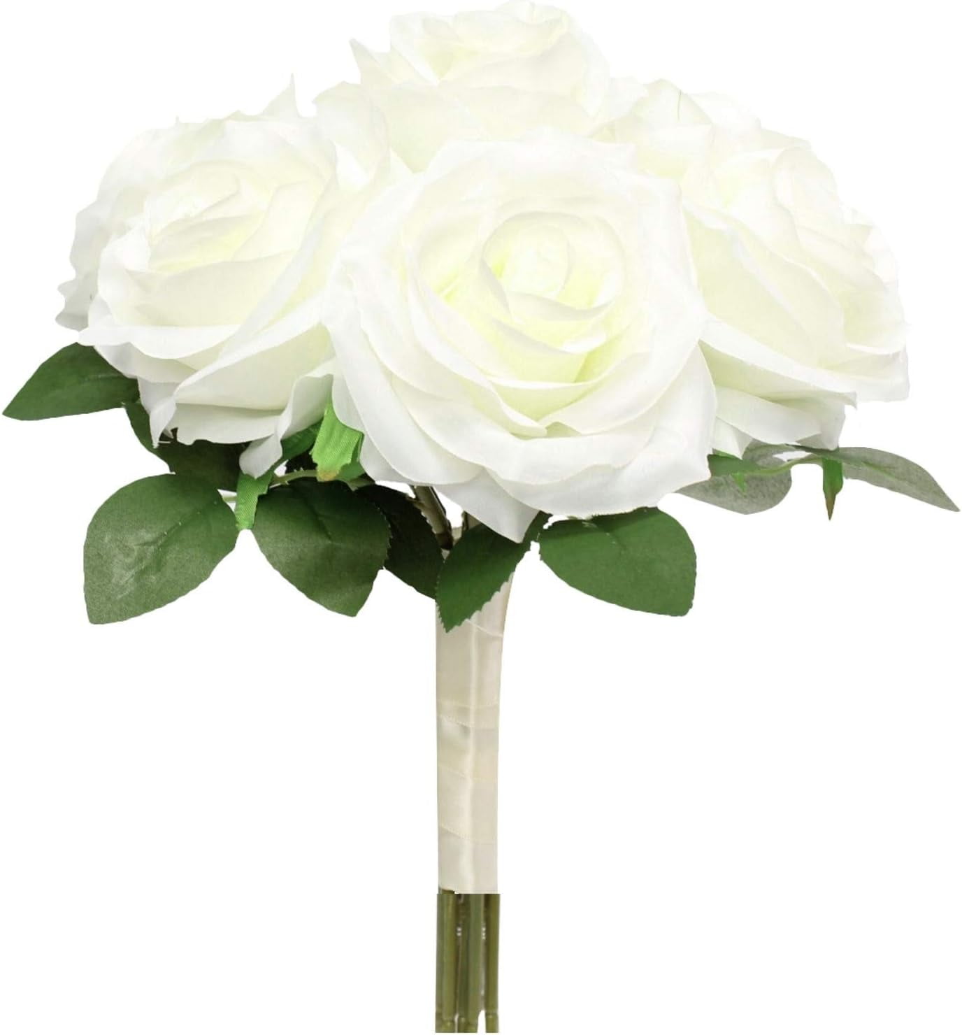 Artificial Hand-Crafted Classic Rose Bouquet with Greenery-Pick Rose ...