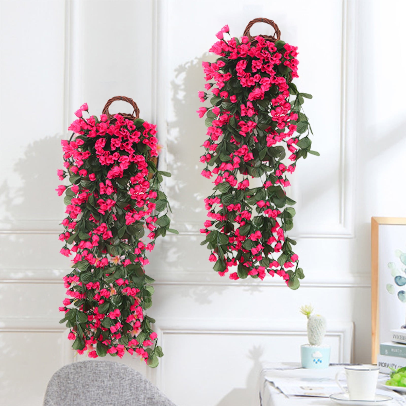 Artificial Hanging Basket Wall Decor Polyester Fake Plants Indoor Home ...