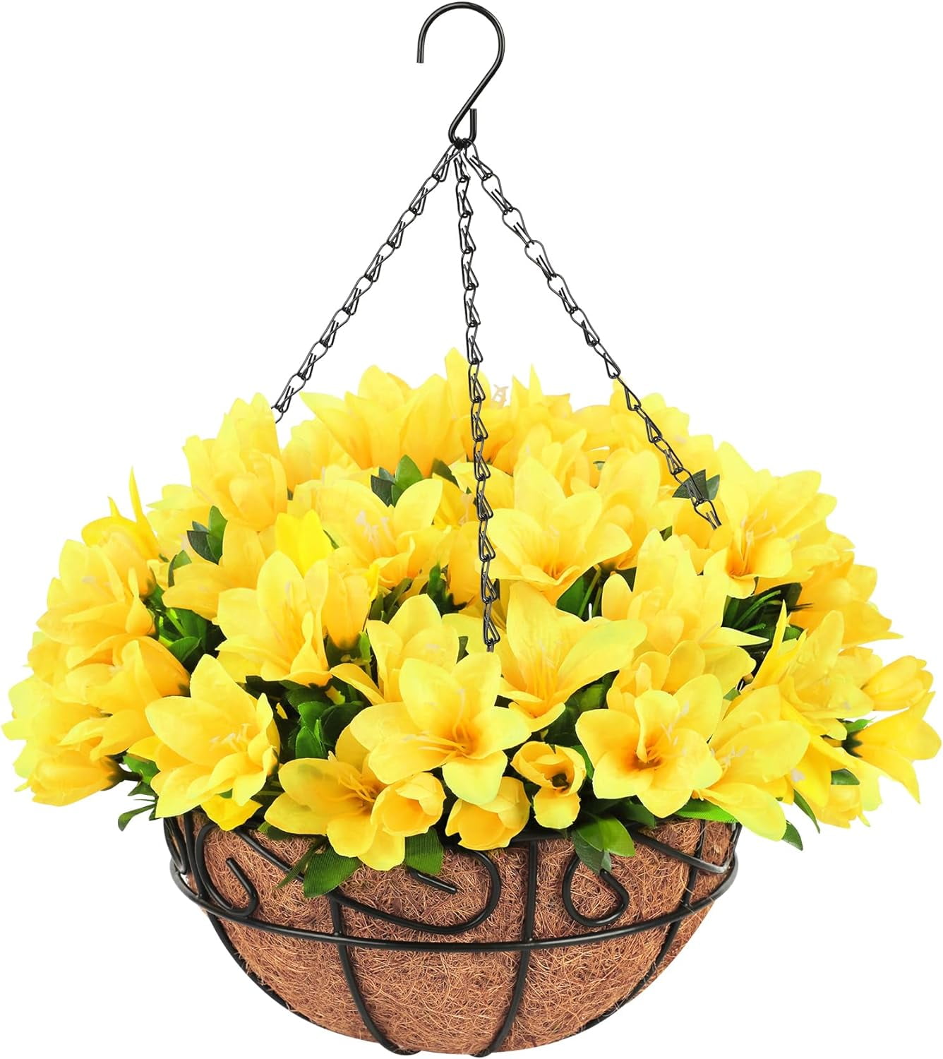 Artificial Hanging Baskets with Flowers for Outdoors Fake Hanging ...