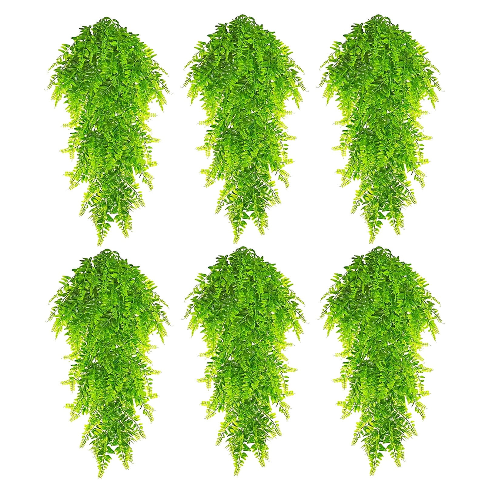 Artificial Hanging Boston Fern Plants, 1 Pack Faux Rattan Vines ...