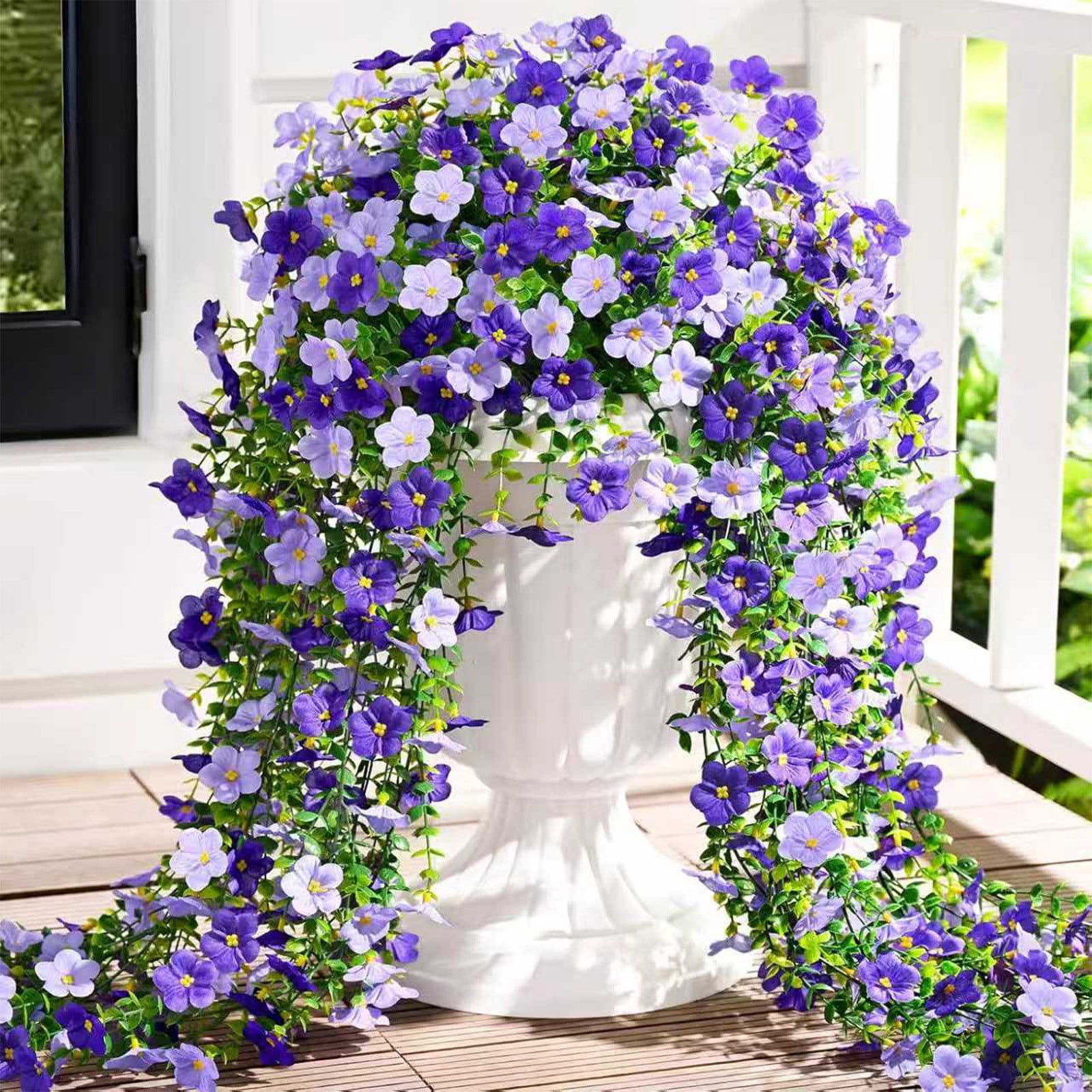Artificial Hanging Daisy Wall Basket Set of 1 Faux Rattan Flower for ...