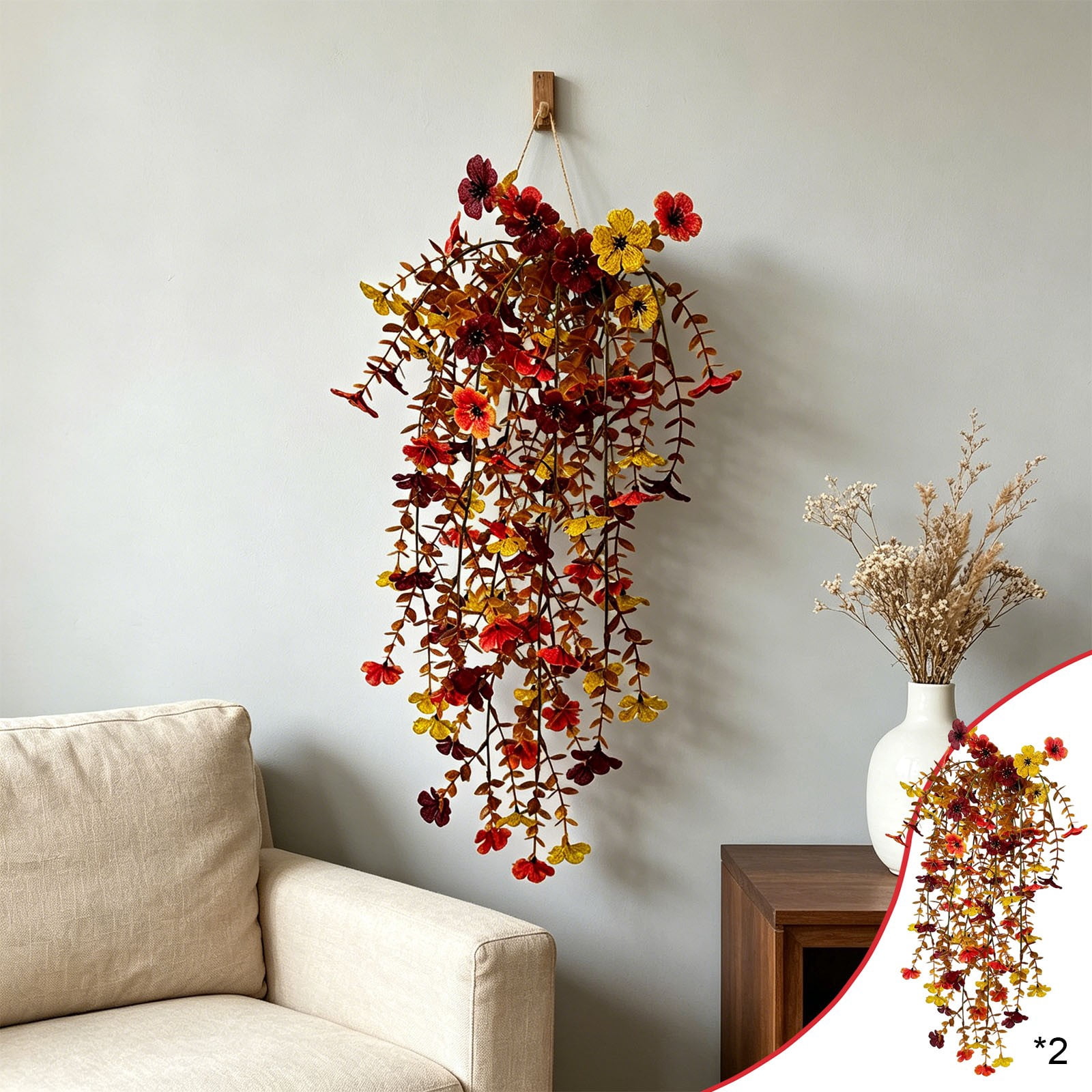 Artificial Hanging Fall Flowers, Faux Autumn Vine Decoration, Balcony ...