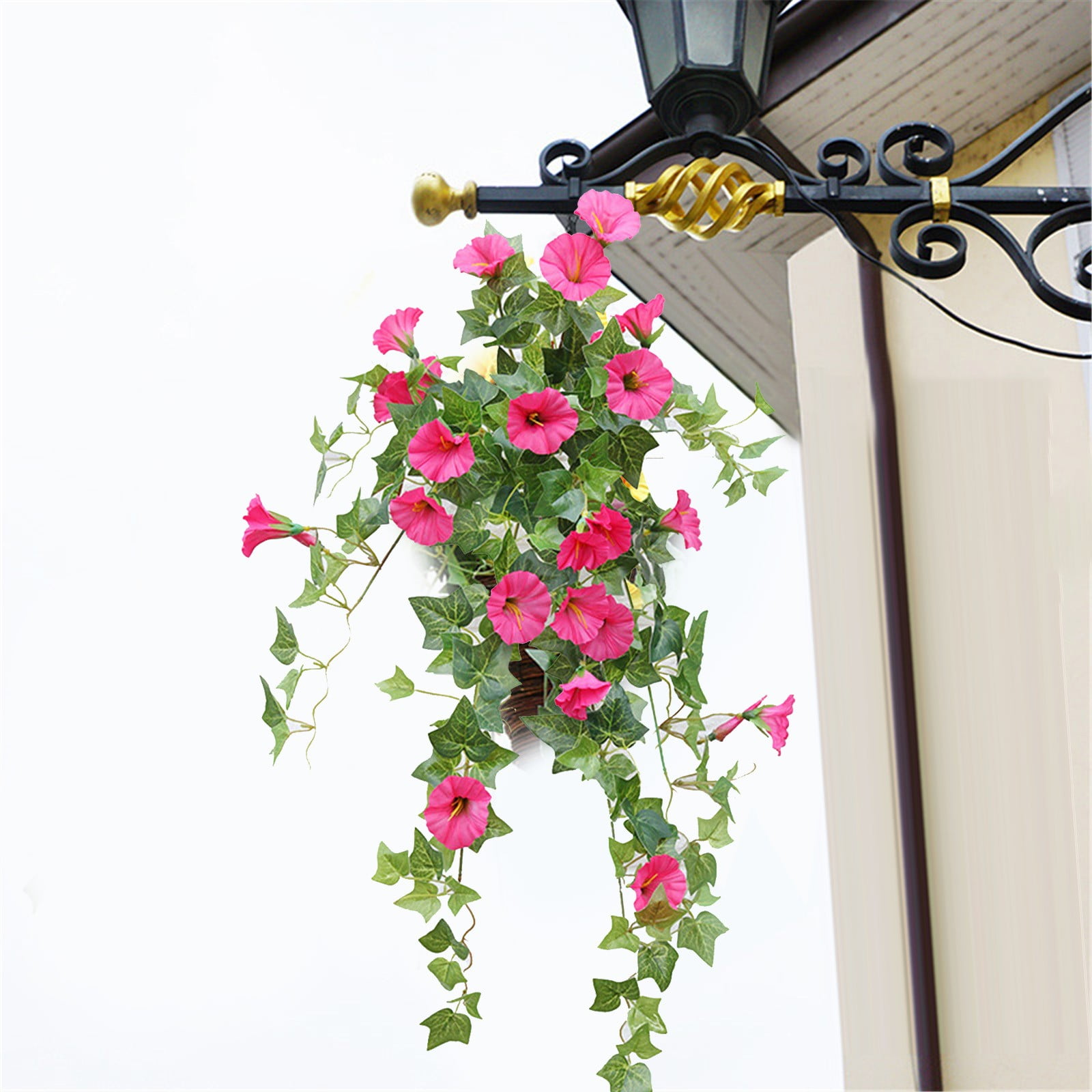 Artificial Hanging Flower Basket for Outdoor, Faux Hanging Morning ...