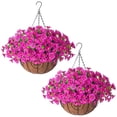 Artificial Hanging Flower Baskets Fuchsia 2 Packs Outdoor Patio Porch ...