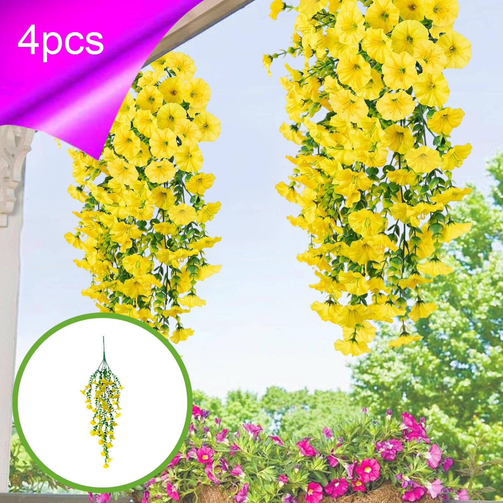 Artificial Hanging Flower Vines | Plastic Faux Greenery Rattan ...
