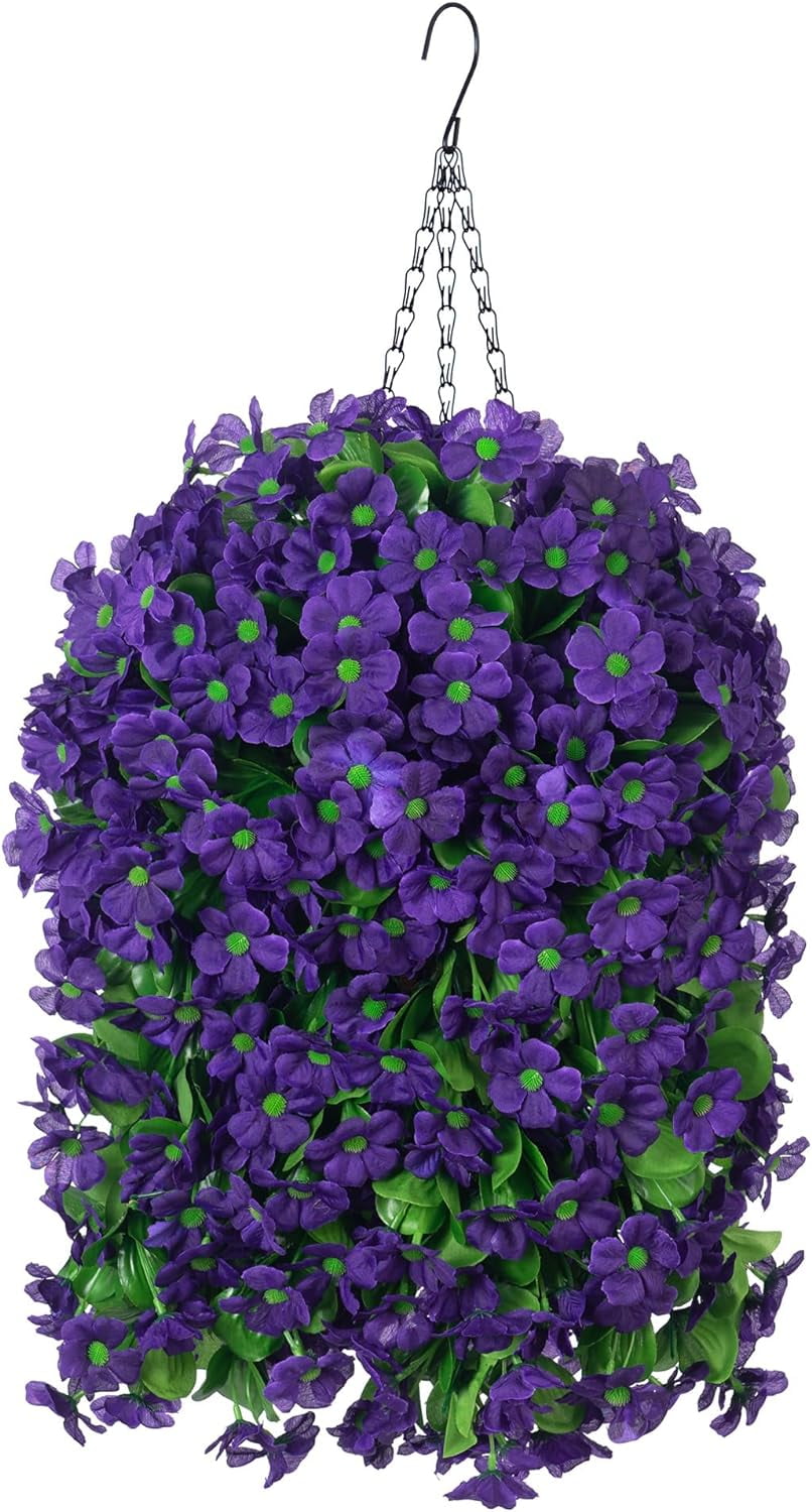 Artificial Hanging Flowers in 12 inch Basket, Fake Plant Silk Orchid ...