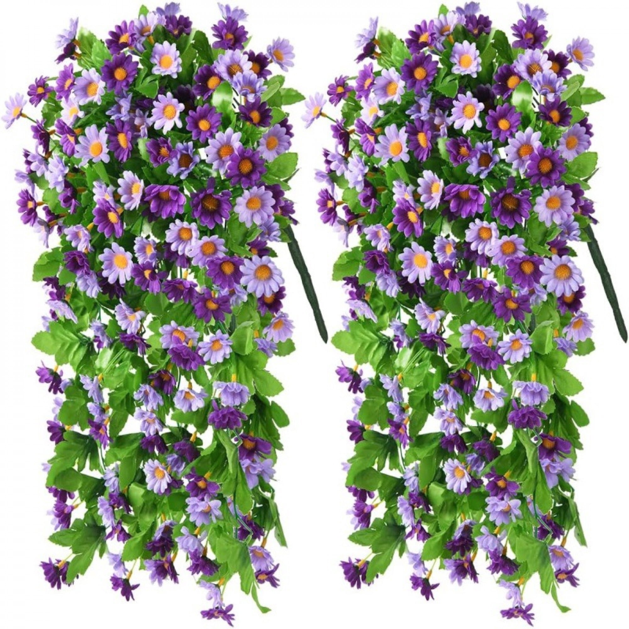 Artificial Hanging Flowers, 2/4 Counts Fake Plants with Crested ...