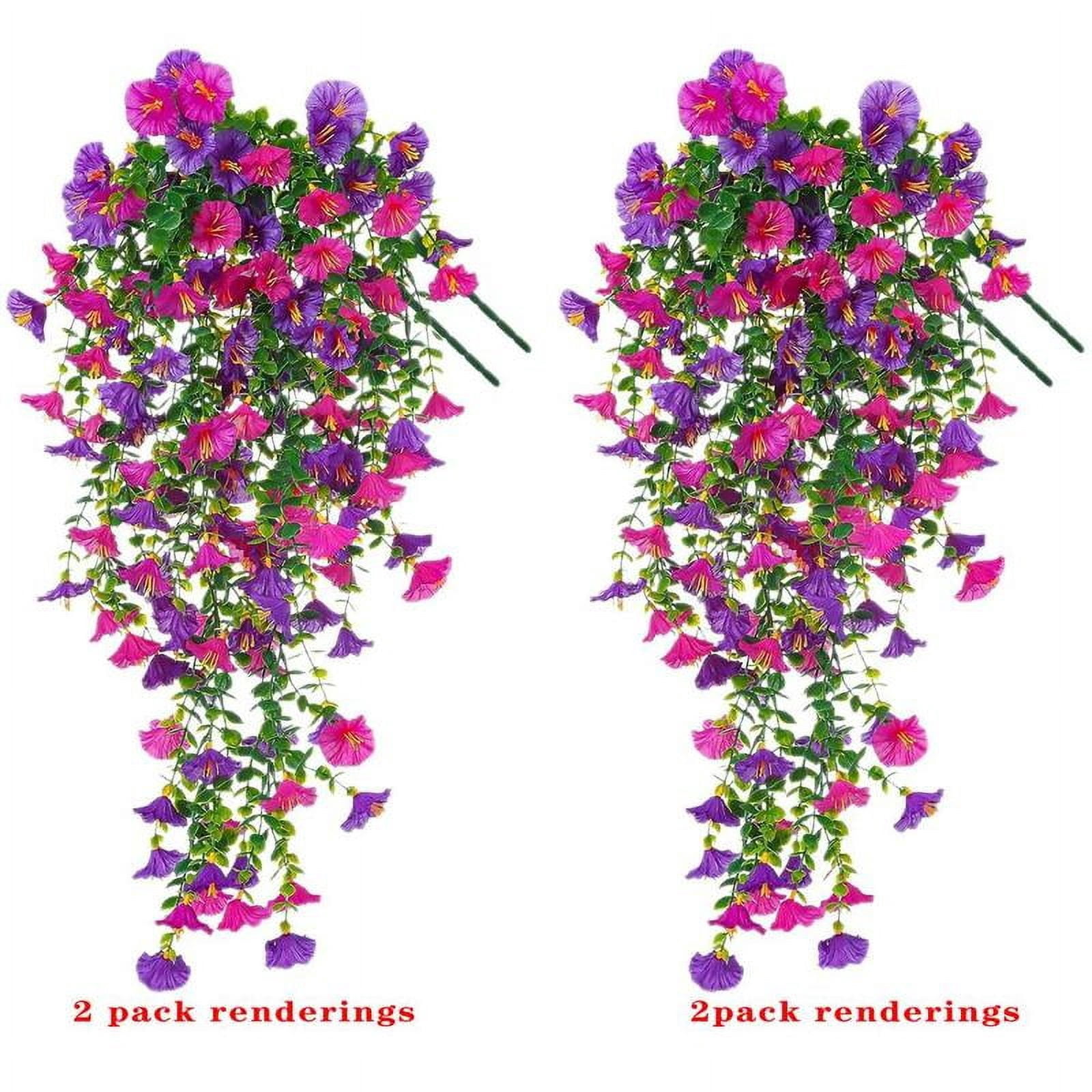 Artificial Hanging Flowers, 2/4 Counts Fake Plants with Eucalyptus ...