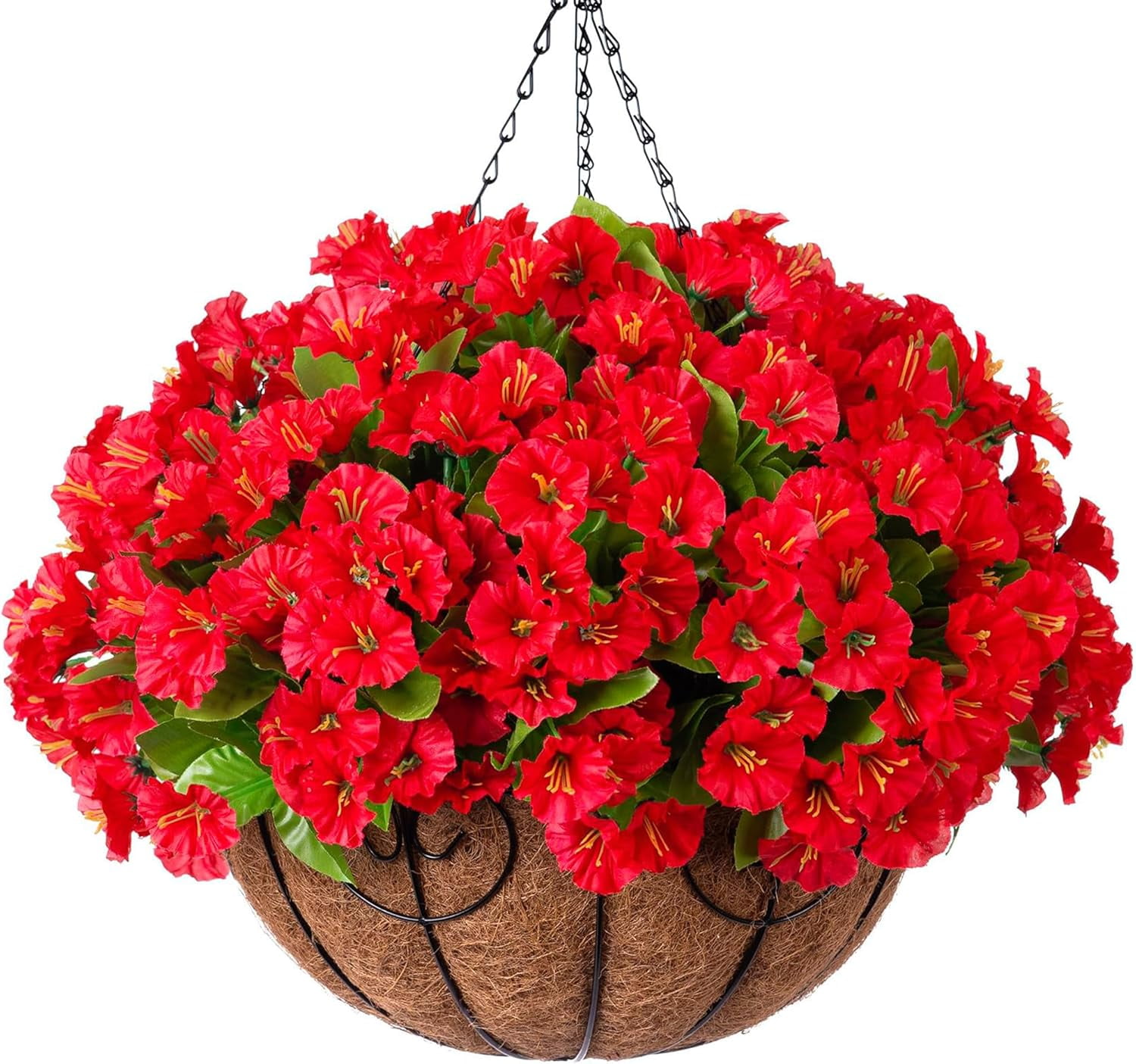 Artificial Hanging Flowers in Basket Patio Garden Porch Deck Spring ...