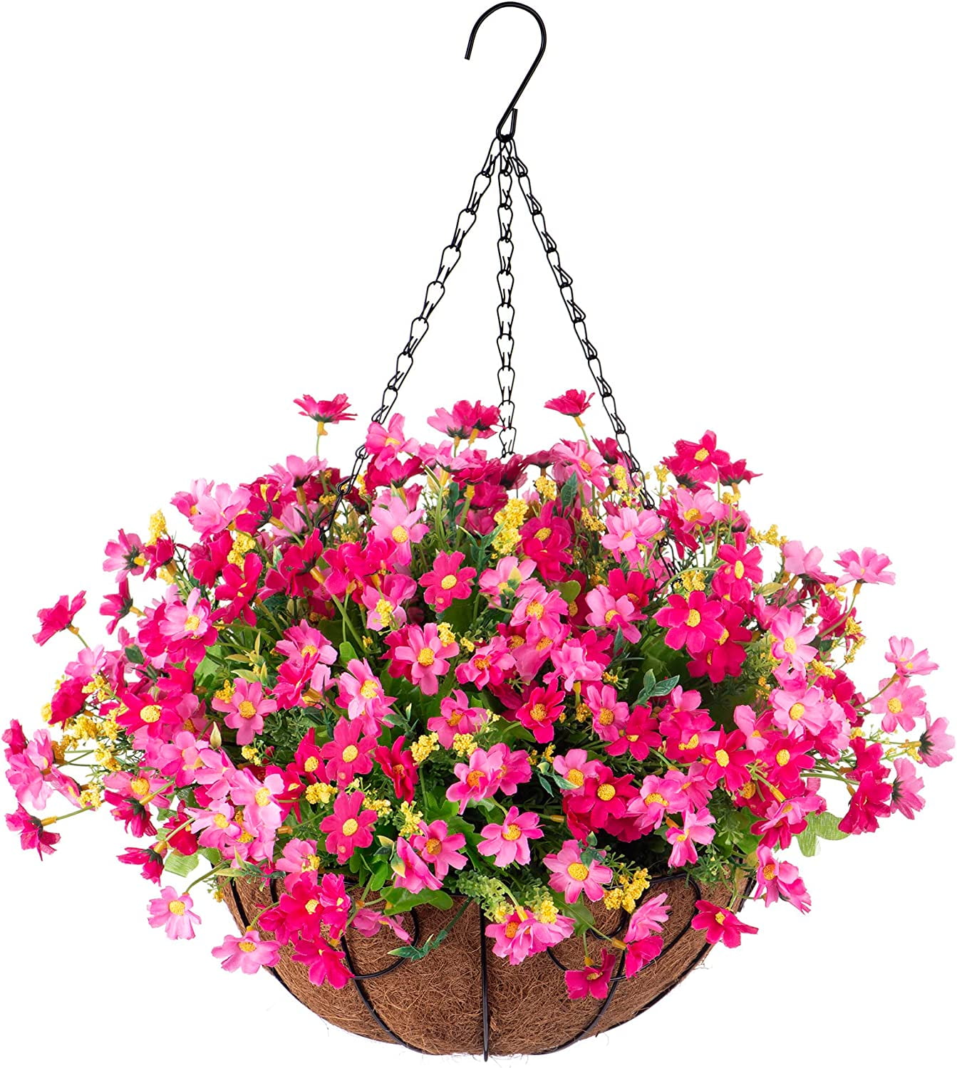 Artificial Hanging Flowers in Basket for Patio Garden Porch Deck Spring ...