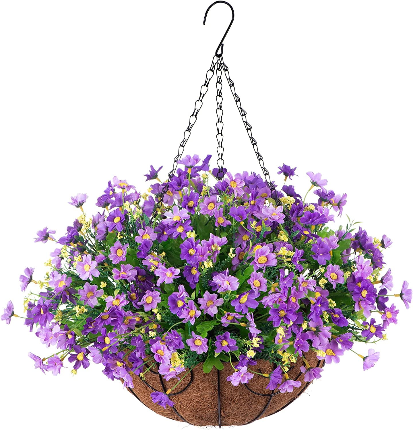 Artificial Hanging Flowers in Basket for Patio Garden Porch Deck Spring ...
