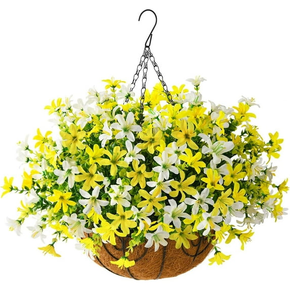 Artificial Hanging Flowers in Basket for Patio Lawn Garden Decor,12 ...