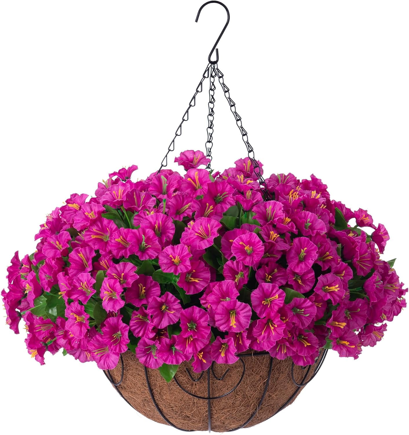 Artificial Hanging Flowers with Basket for Porch Patio Balcony Decor ...