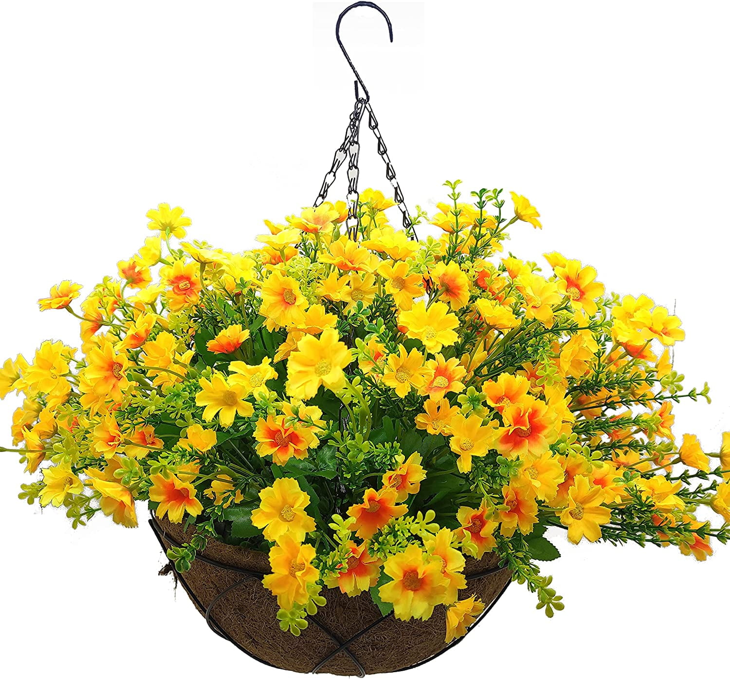 Artificial Hanging Flowers Basket for Spring,Fake Daisy Flowers in 12 ...