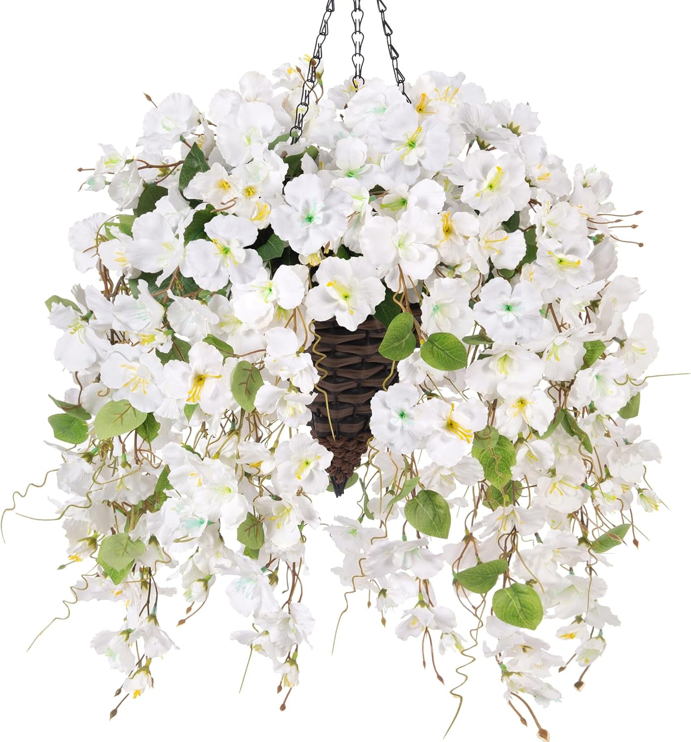 Artificial Hanging Flowers Baskets Fake Plants for Outdoors Spring ...