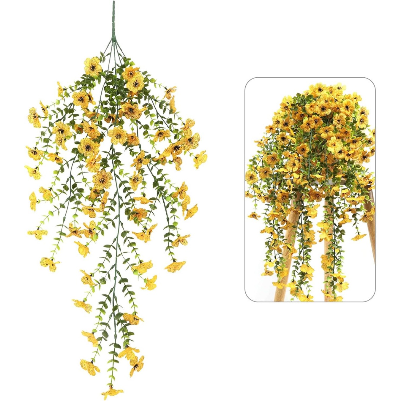 Artificial Hanging Flowers, Fake Hanging Violet Rattan Wall Hanging ...