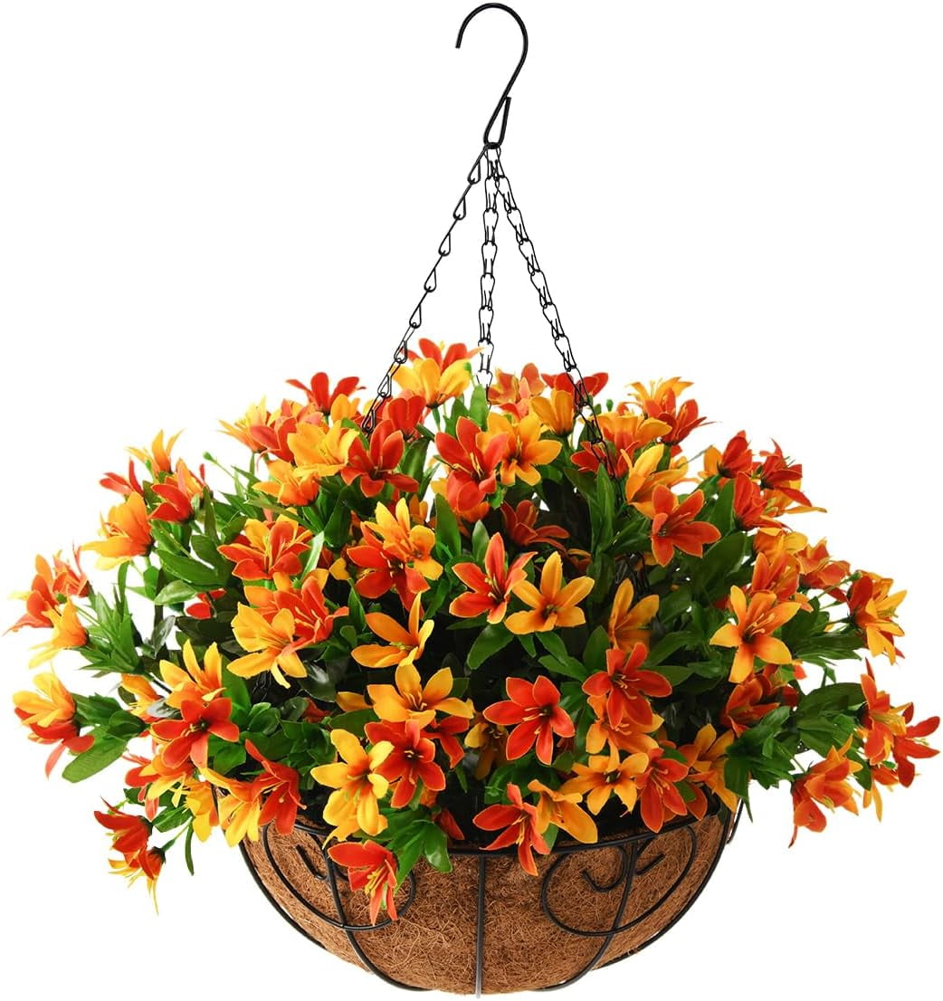 Artificial Hanging Flowers,Little Lilies Flowers with 12 inch Flowerpot ...