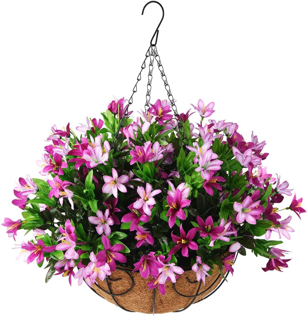 Artificial Hanging Flowers,Little Lilies Flowers with 12 inch Flowerpot ...