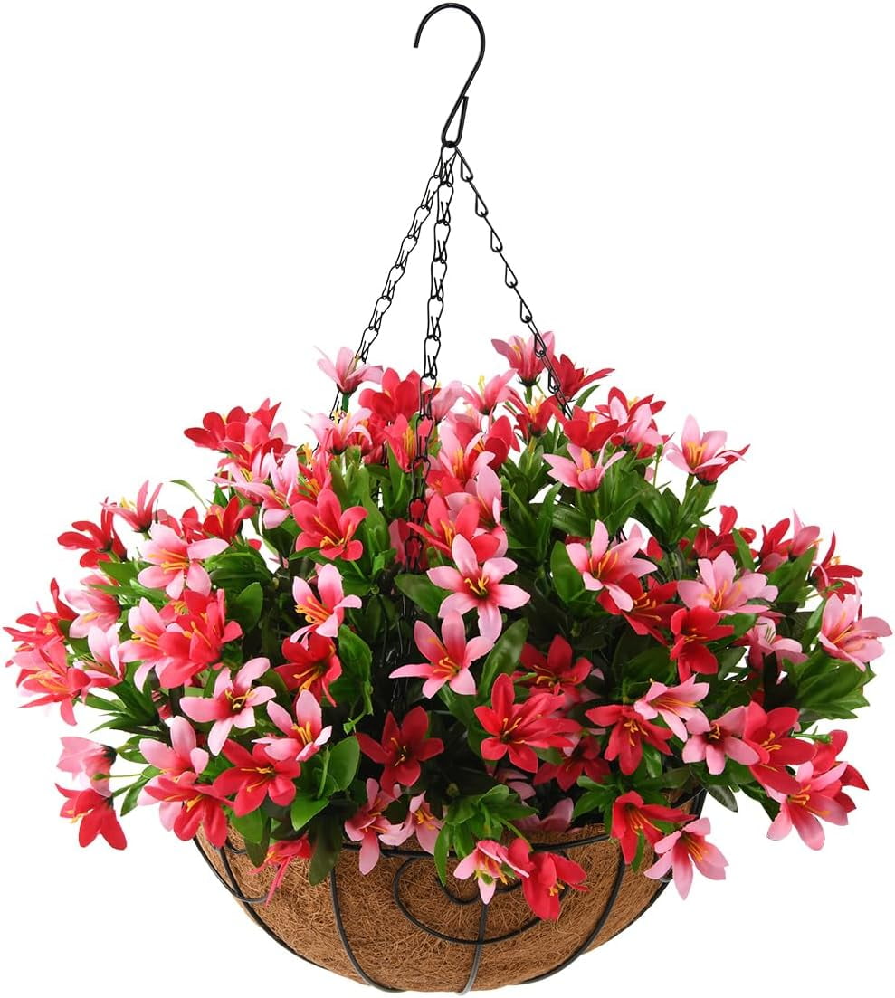 Artificial Hanging Flowers,Little Lilies Flowers with 12 inch Flowerpot ...