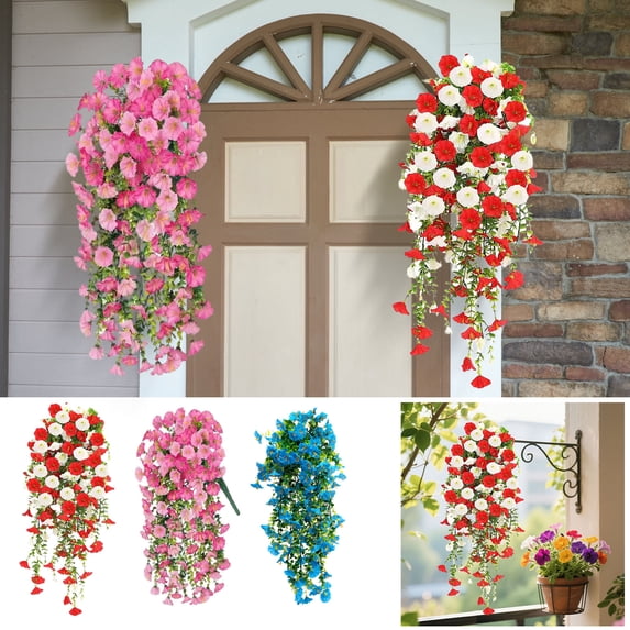 Artificial Hanging Flowers, Outdoor Faux Flora Vines, UV Resistant ...