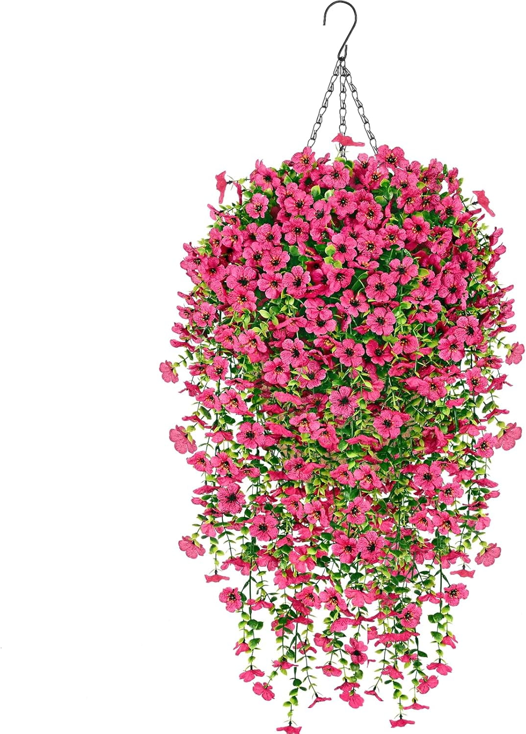 Artificial Hanging Flowers for Outdoors, 2 Set Fake Hanging Plants with ...