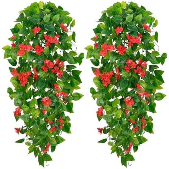 Artificial Hanging Flowers for Outdoors, 2pcs Fake Hanging Plants ...