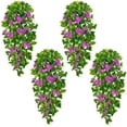 Artificial Hanging Flowers for Outdoors, 4pcs Fake Hanging Plants ...