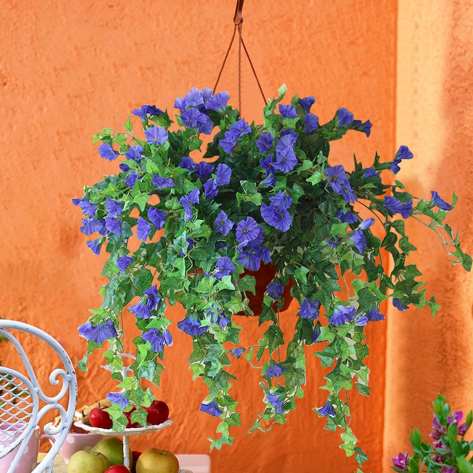 Artificial Hanging Flowers for Outdoors, Fuchsia Silk Morning Glory ...