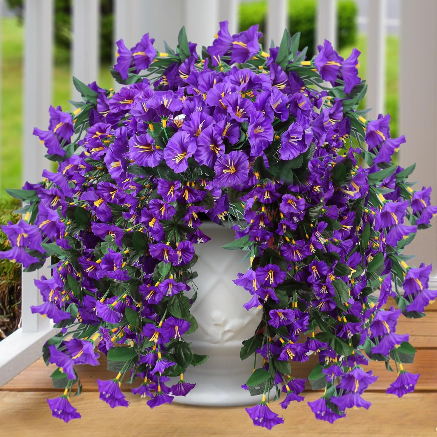 XEAZON Artificial Hanging Flowers Plants, 2PCS, Faux Silk Morning Glory ...