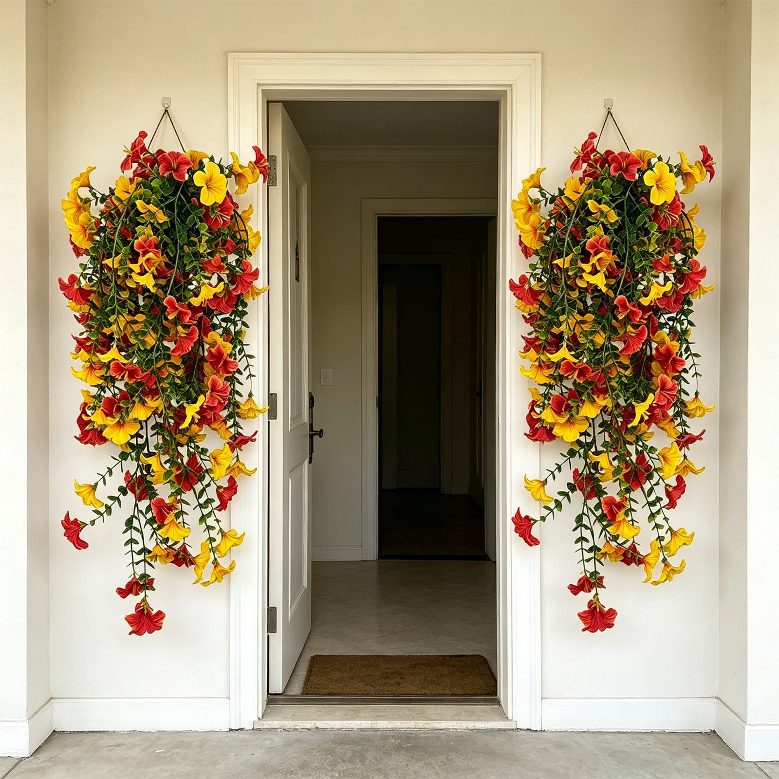 Artificial Hanging Flowers Spring Wall Decor Fake Lily Vine with Rattan ...