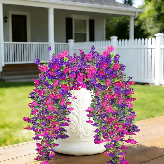 Artificial Hanging Flowers for Outdoor Spring Decor, 2 pcs UV Resistant ...