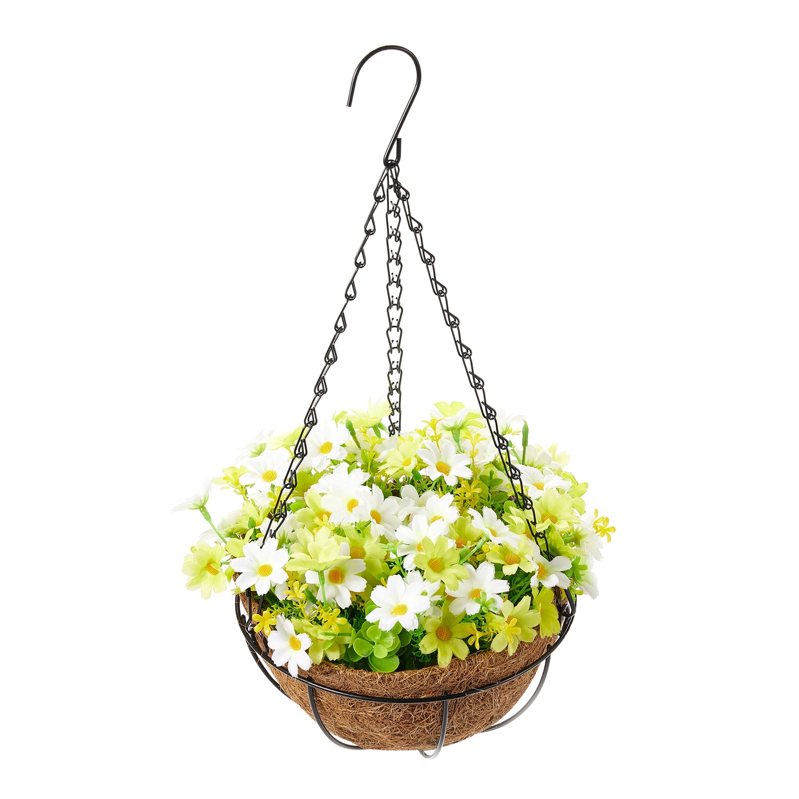 Artificial Hanging Flowers in Basket, Fake Flowers Plants in Coconut ...