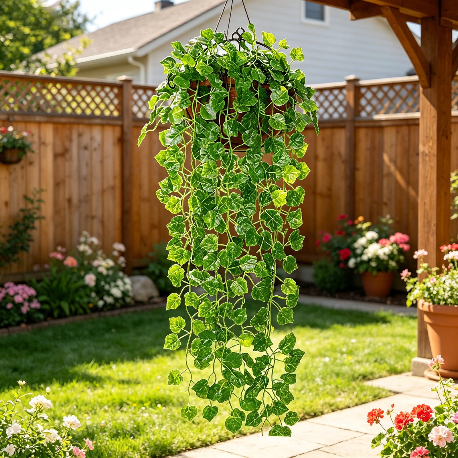 Artificial Hanging Ivy Garland Fake Vines Wall Mounted Greenery String ...