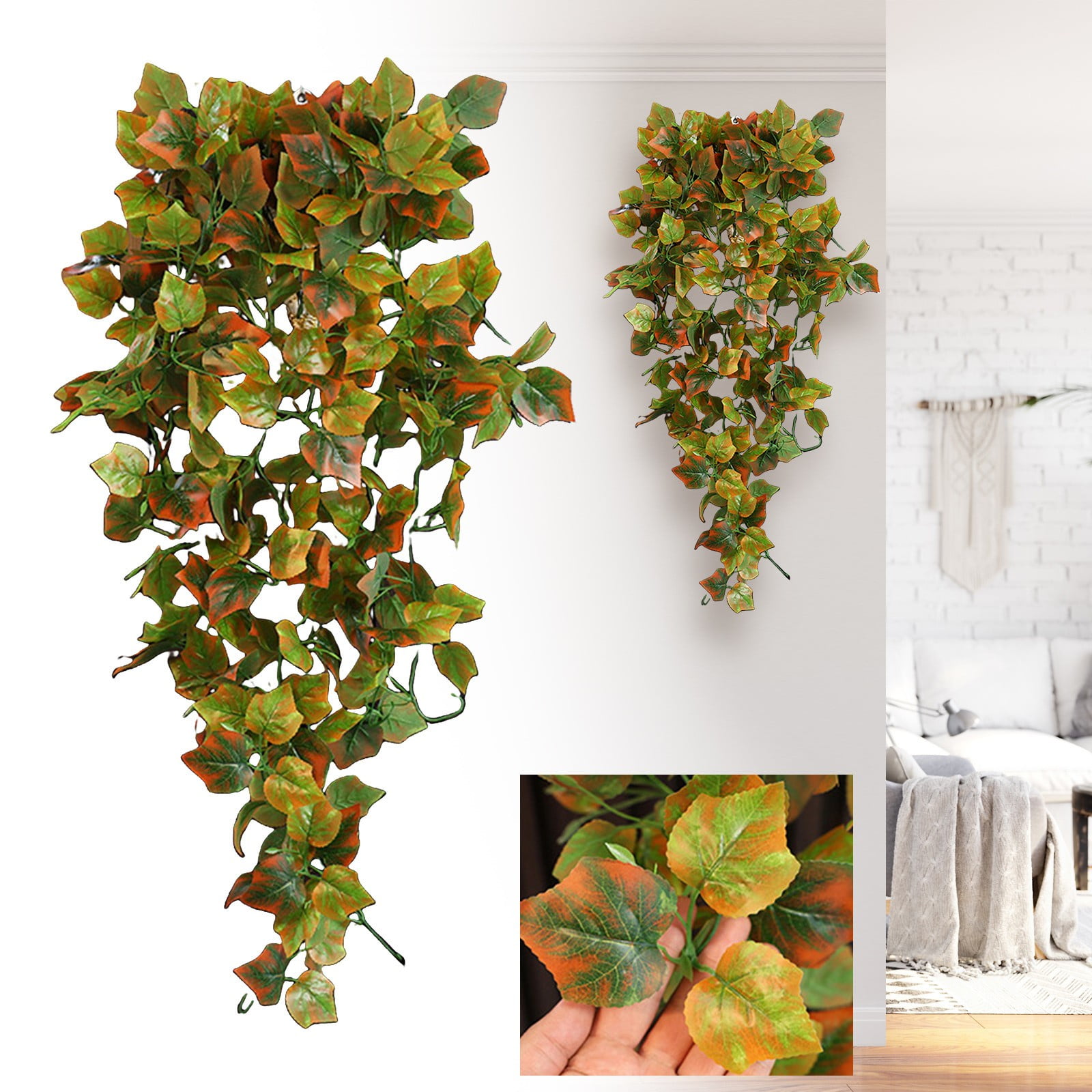 Artificial Hanging Maple Vine, Fake Fall Plants Outdoor UV Resistant ...